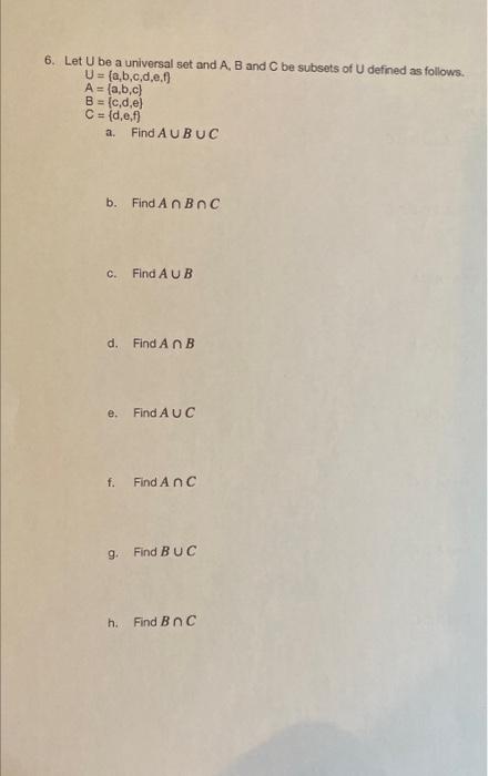 Solved Find the following sets. | Chegg.com