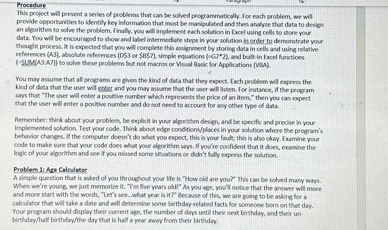 Solved ProcedureThis project will present a series of | Chegg.com
