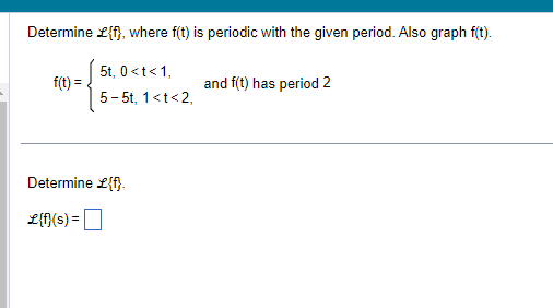 Solved Determine L{f}, ﻿where f(t) ﻿is periodic with the | Chegg.com