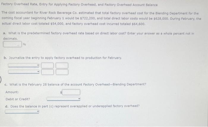 Solved Factory Overhead Rate, Entry for Applying Factory | Chegg.com