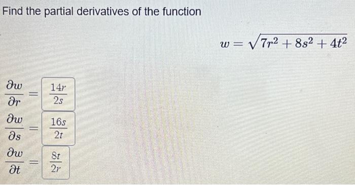 Solved Find the partial derivatives of the function | Chegg.com