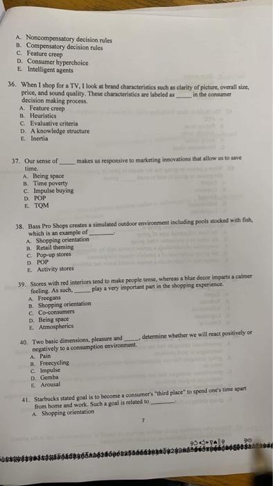 Solved A. Noncompensatory decision rules B. Compensatory | Chegg.com