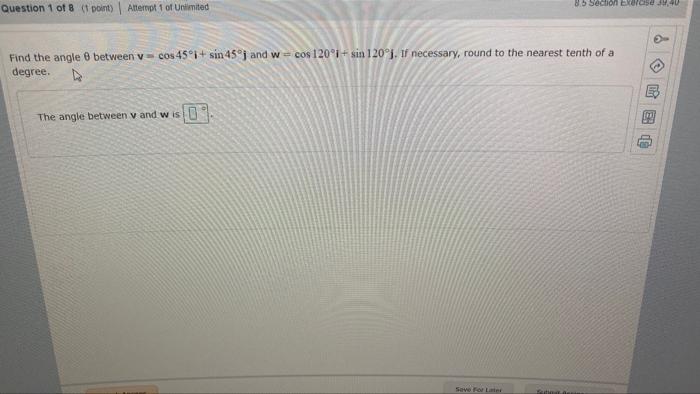 Solved Question 1 of 8 point) 8.5 Section Exercise 4.0 | Chegg.com