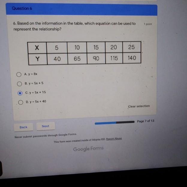 Solved Question 6 1 point 6. Based on the information in the | Chegg.com