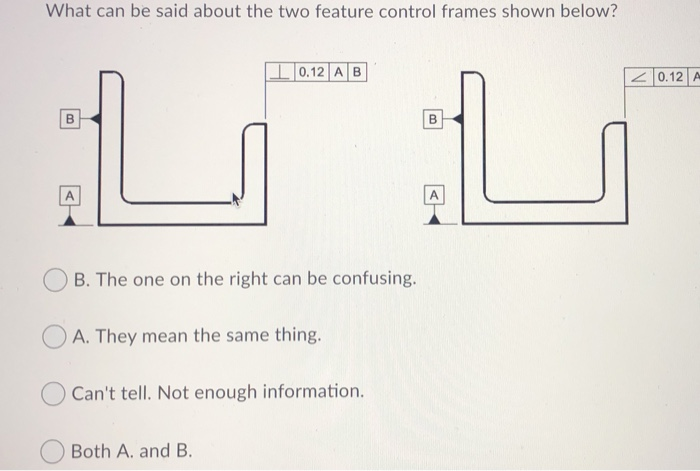 Solved What can be said about the two feature control frames | Chegg.com