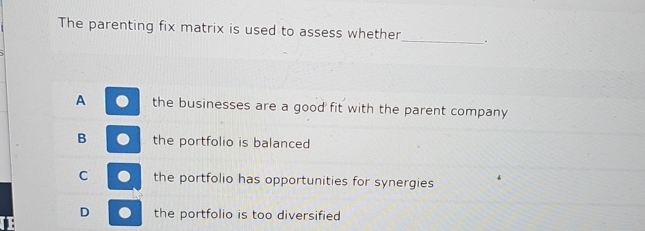 Solved The parenting fix matrix is used to assess whetherA | Chegg.com