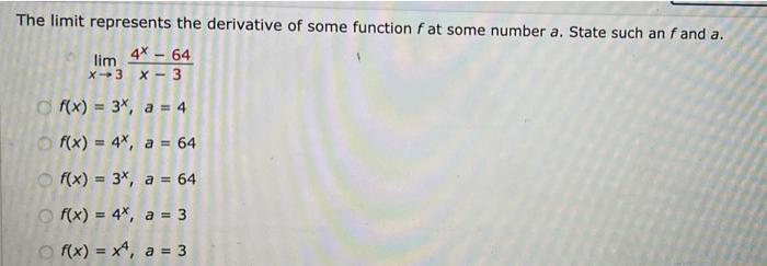 Solved h The limit represents the derivative of some | Chegg.com