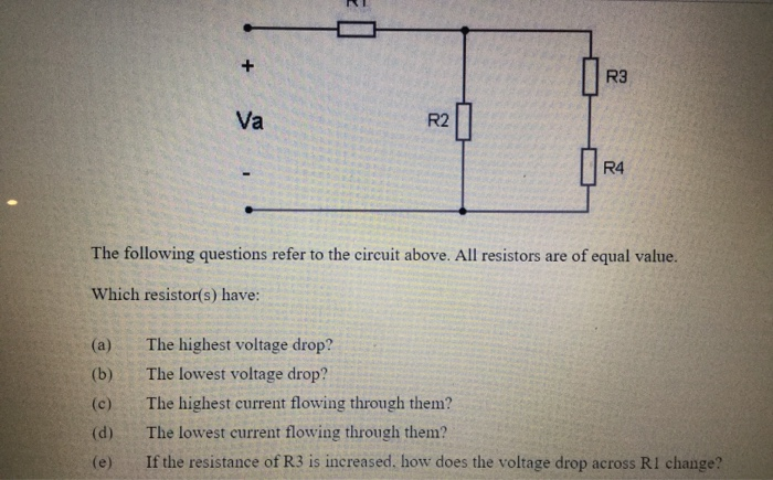 Solved + R3 Va R2 R4 The following questions refer to the | Chegg.com