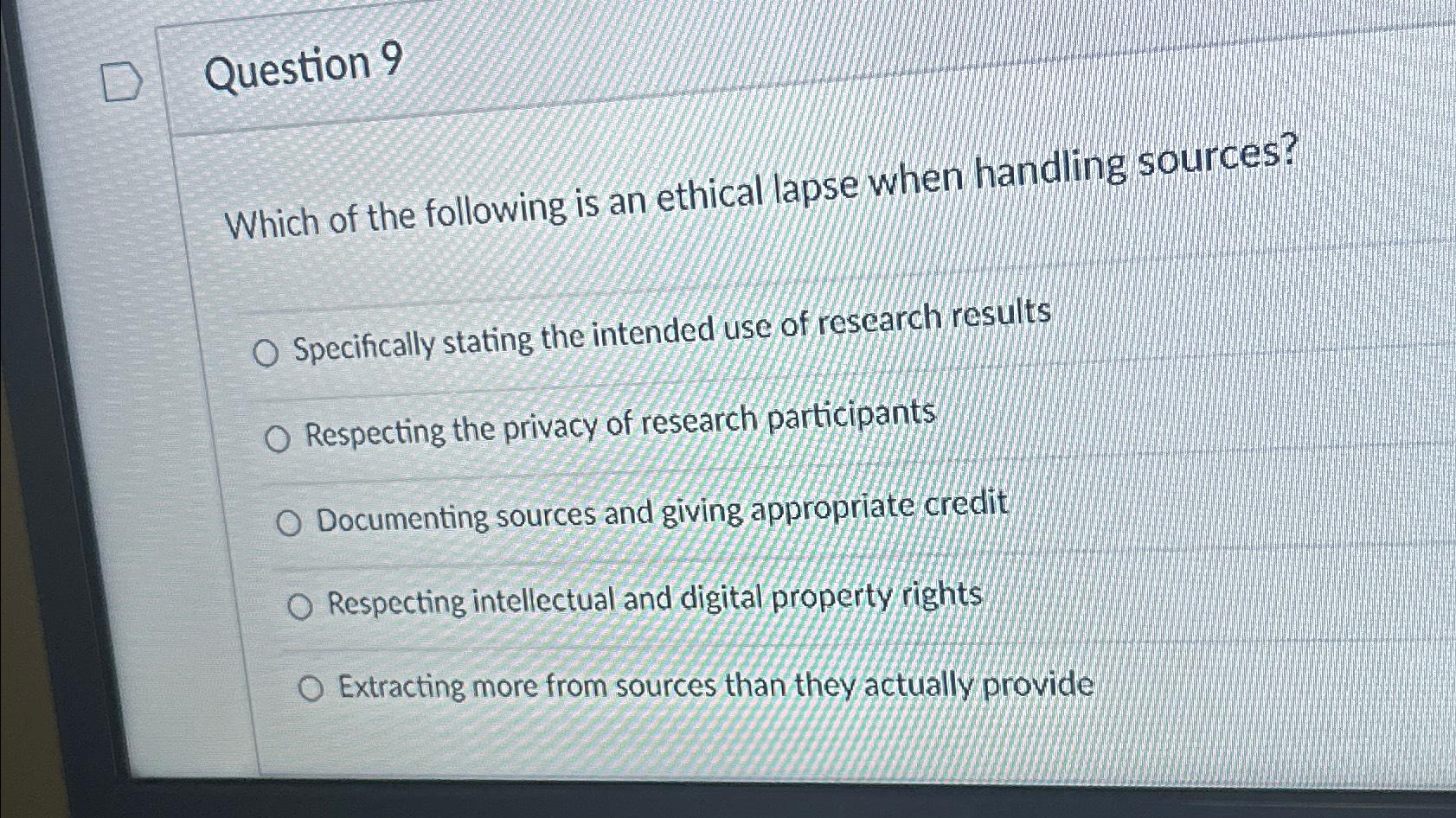 Solved Question 9Which of the following is an ethical lapse | Chegg.com