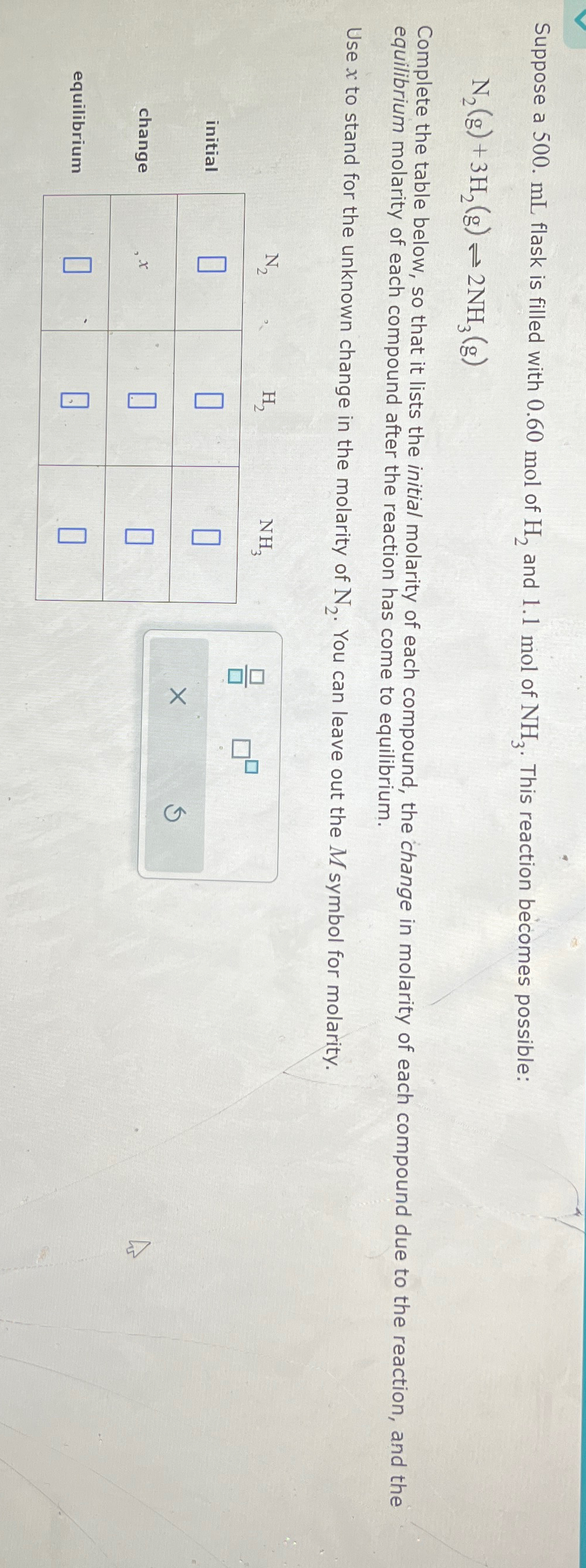 Solved Suppose a 500.mL ﻿flask is filled with 0.60mol of H2 | Chegg.com