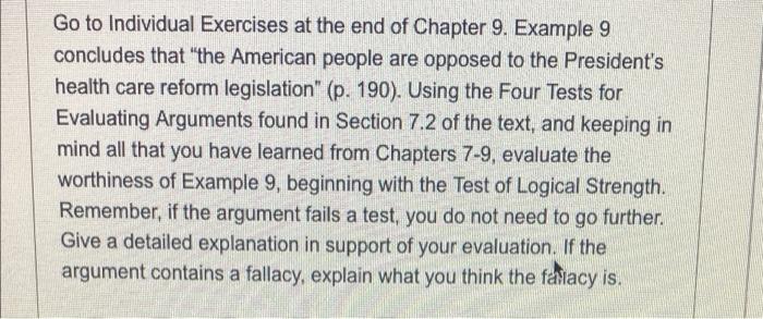 Solved Go to Individual Exercises at the end of Chapter 9. | Chegg.com