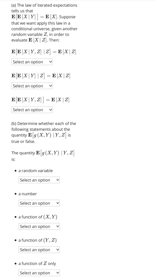 Solved (a) The law of iterated expectations tells us that | Chegg.com