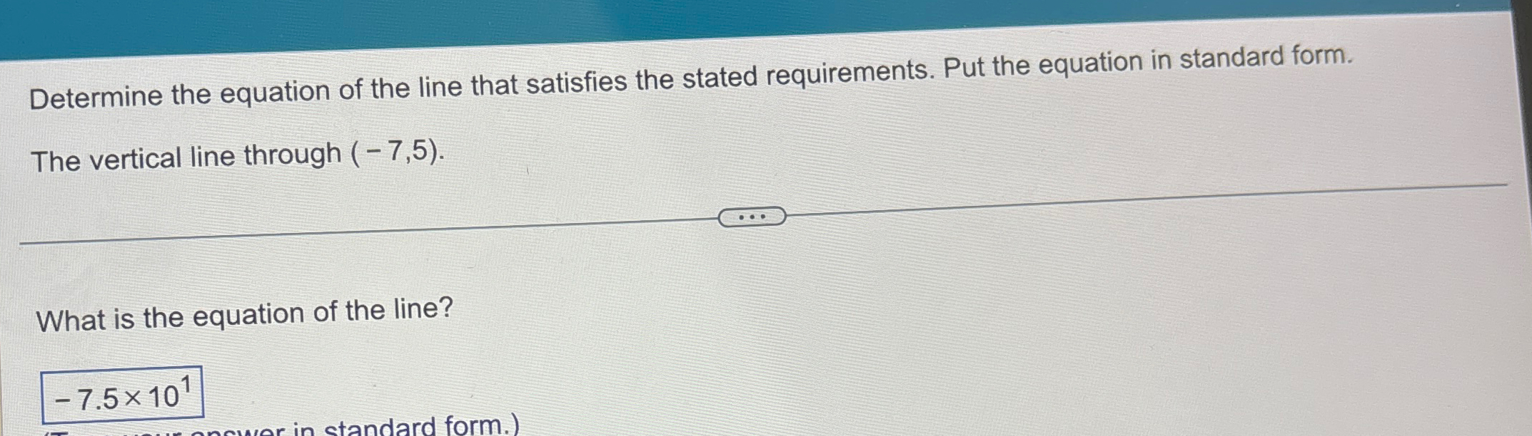 Solved Determine the equation of the line that satisfies the | Chegg.com