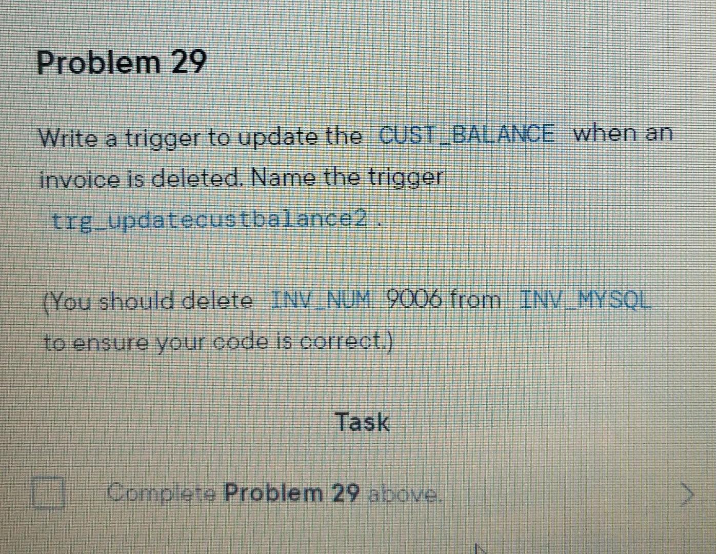 Solved Write a trigger to update the CUST_BALANCE when an | Chegg.com