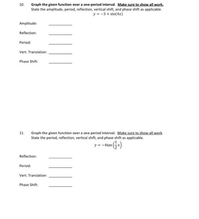Solved 10. Graph the given function over a one-period | Chegg.com
