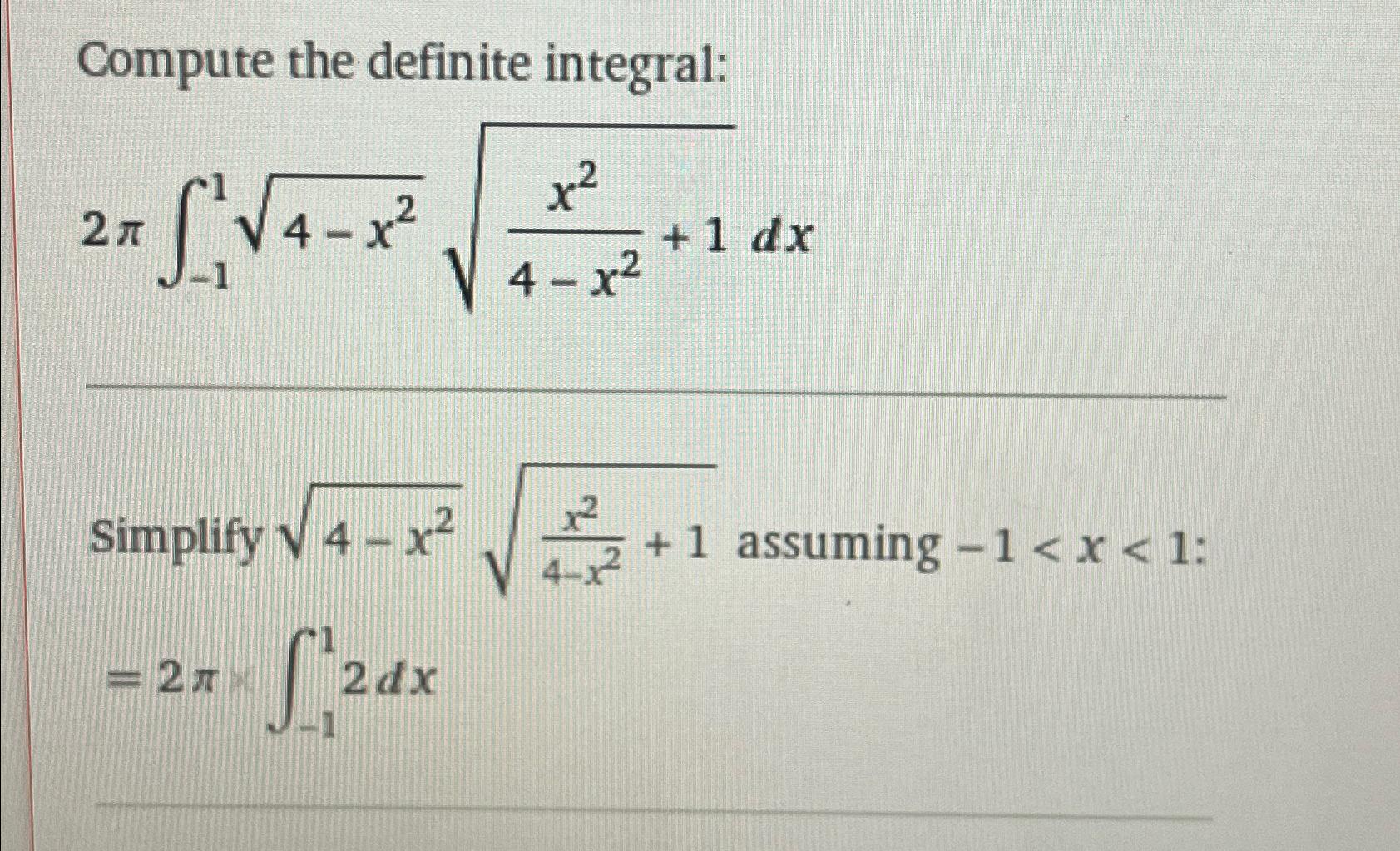 Solved Compute the definite | Chegg.com