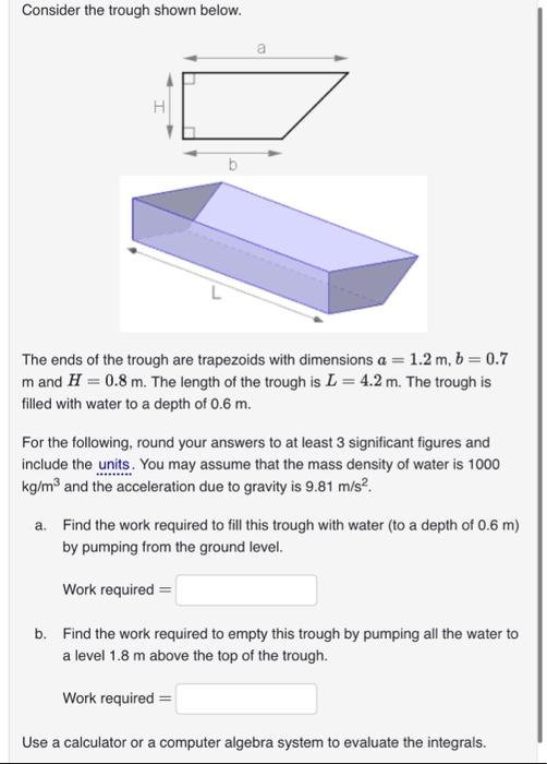 Solved Consider the trough shown below. The ends of the | Chegg.com