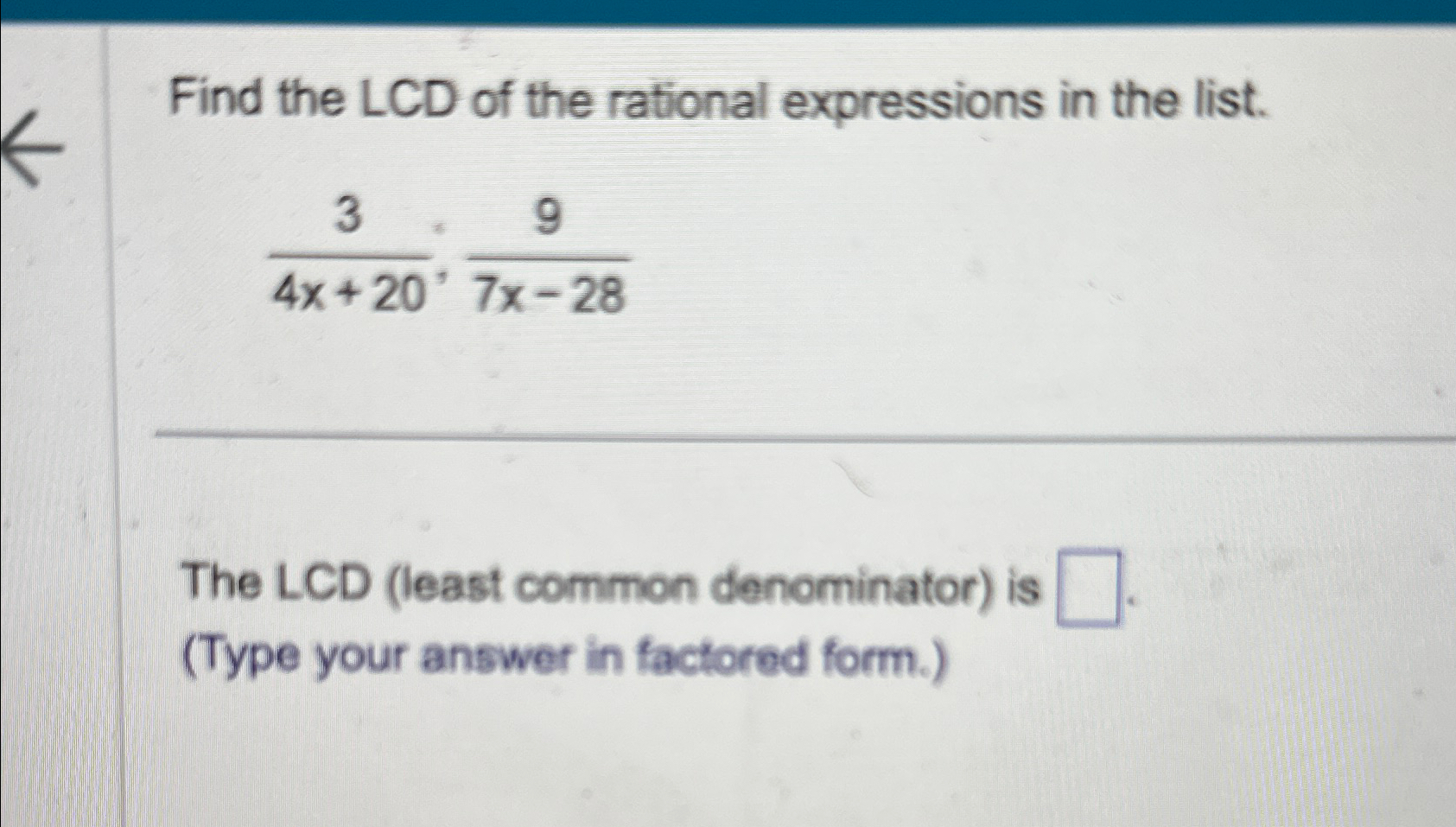 Solved Find the LCD of the rational expressions in the | Chegg.com