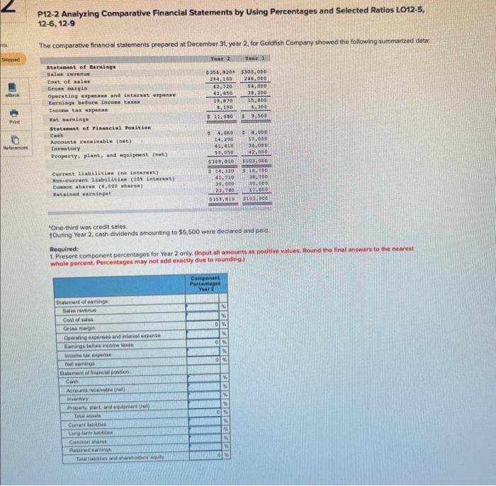 P12-2 Analyzing Comparative Financial Statements by | Chegg.com