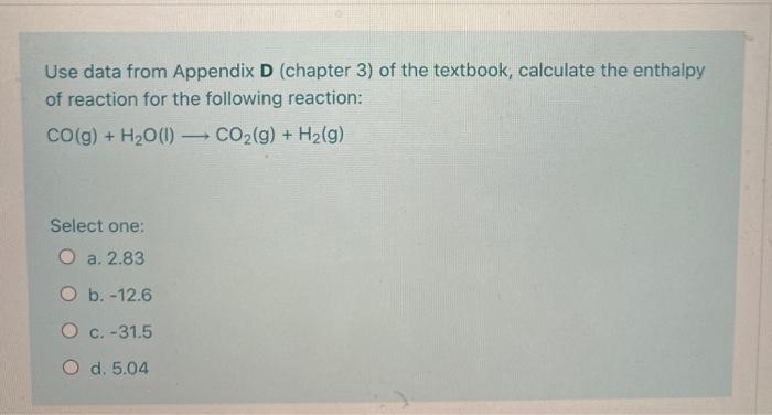 Solved Use data from Appendix D (chapter 3) of the textbook, | Chegg.com