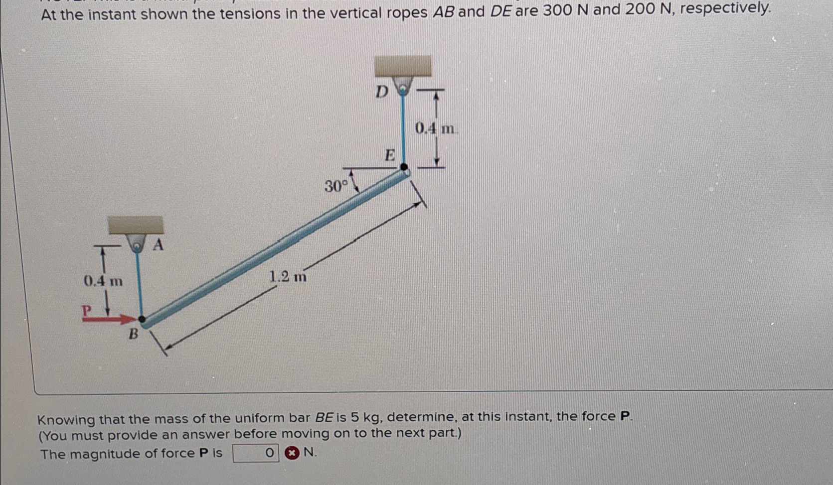 Solved At the instant shown the tensions in the vertical | Chegg.com