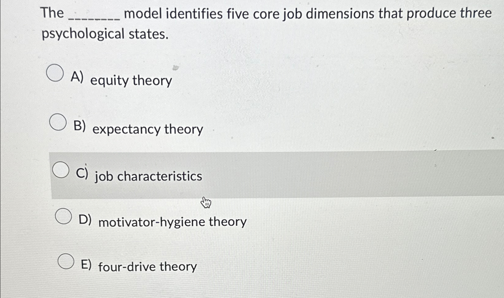 Solved The model identifies five core job dimensions that | Chegg.com