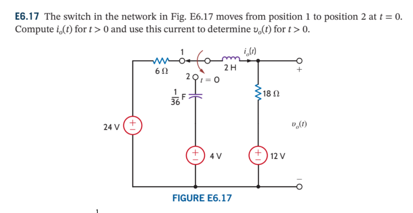Solved Solve without laplace domainE6.17 ﻿The switch in the | Chegg.com