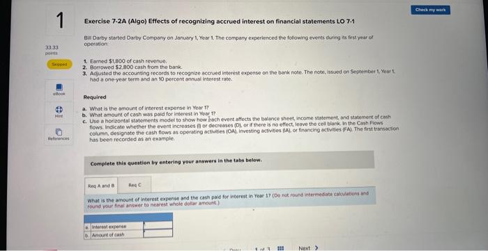 Solved Exercise 7-2A (Algo) Effects of recognizing accrued | Chegg.com
