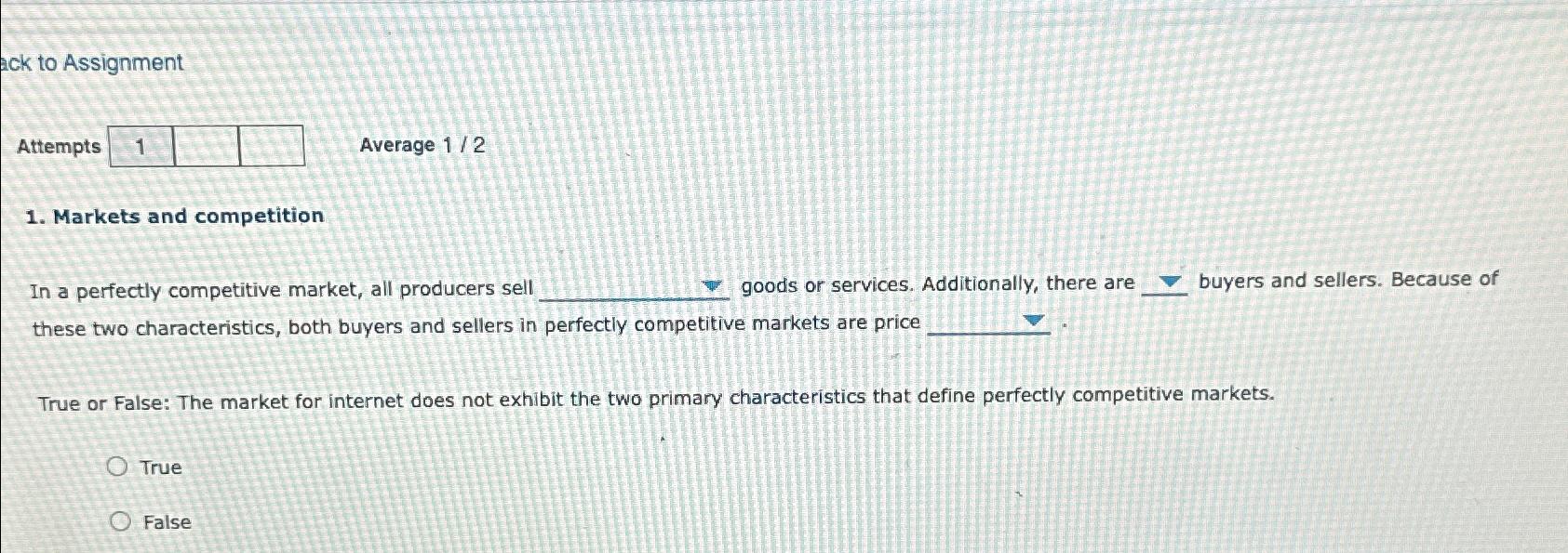 Solved ck to AssignmentAttempts1Average 12Markets and | Chegg.com