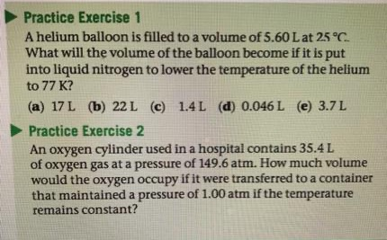 Solved Practice Exercise 1 A helium balloon is filled to a | Chegg.com