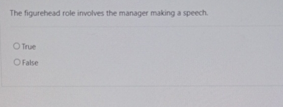 Solved The figurehead role involves the manager making a | Chegg.com