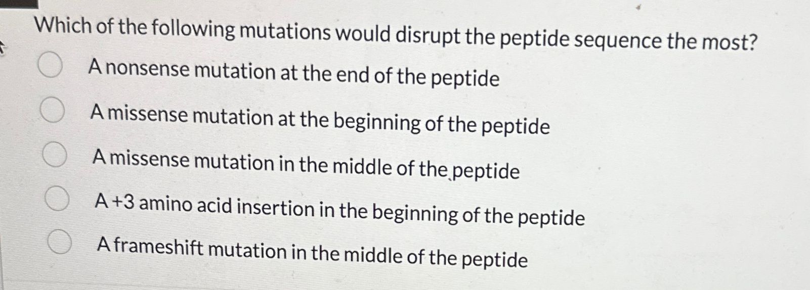 Solved Which of the following mutations would disrupt the | Chegg.com