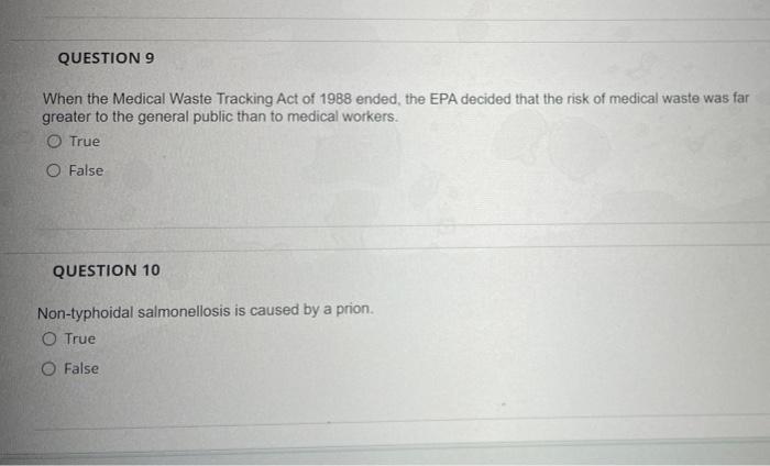 Solved QUESTIONS When the Medical Waste Tracking Act of 1988 | Chegg.com