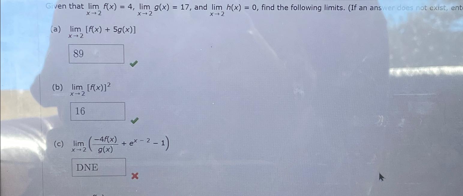 Solved Given that limx→2f(x)=4,limx→2g(x)=17, ﻿and | Chegg.com