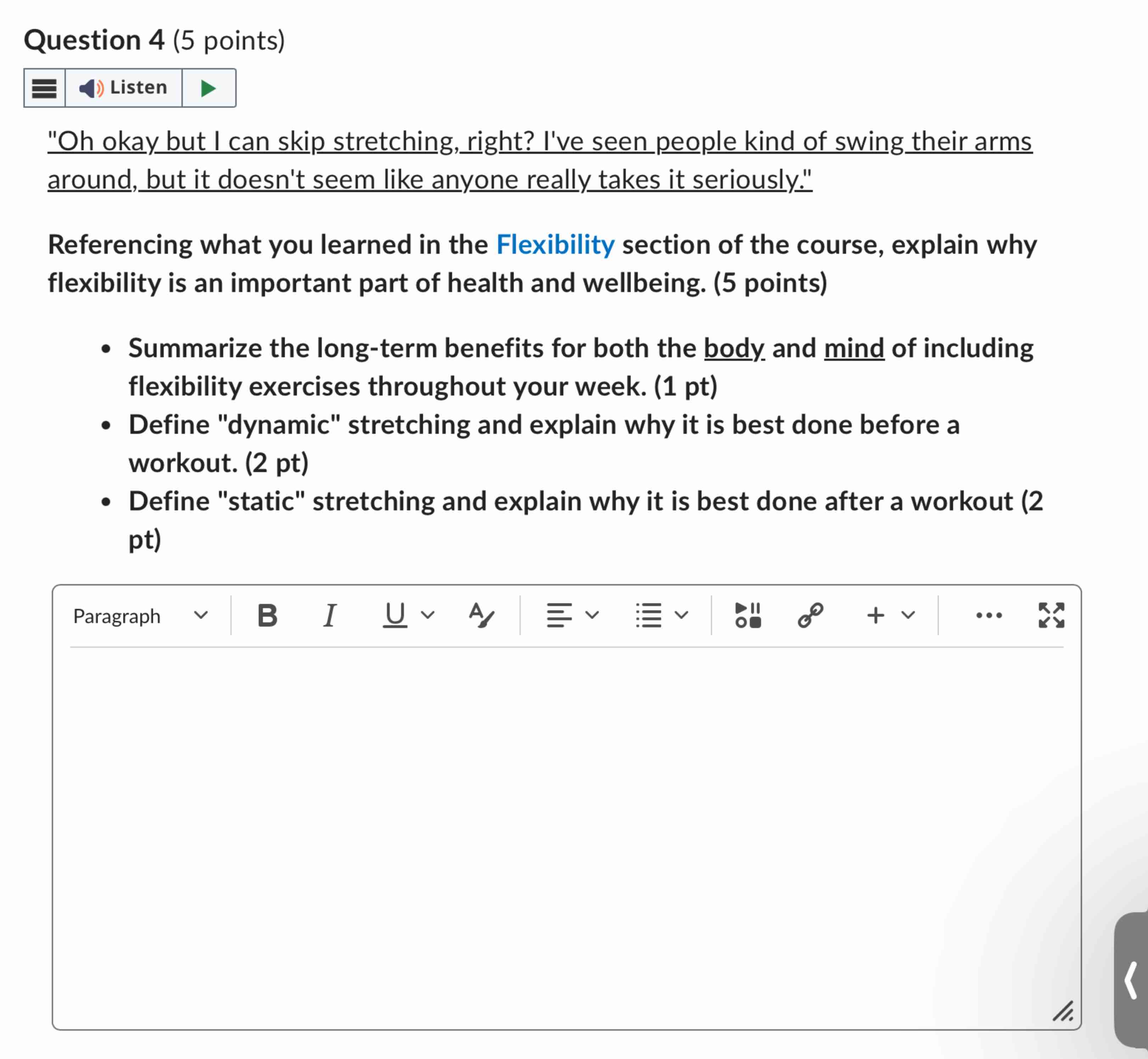 Question 4 (5 ﻿points)\( \left[\begin{array}{ll}{[ } | Chegg.com