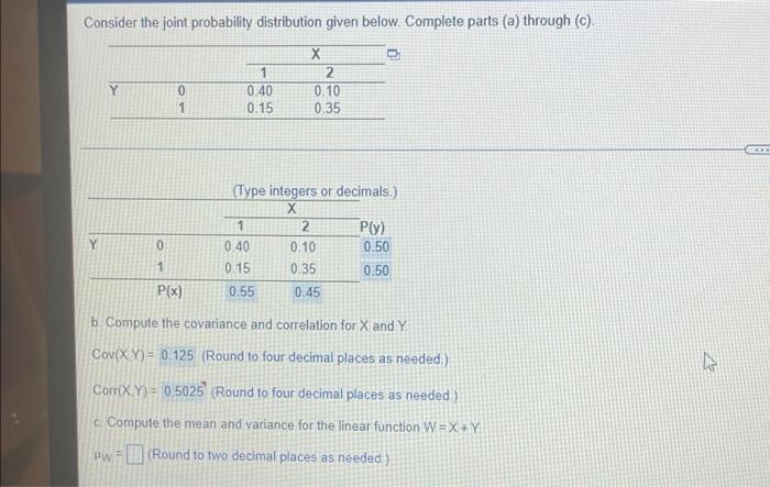 Solved Consider the joint probability distribution given | Chegg.com