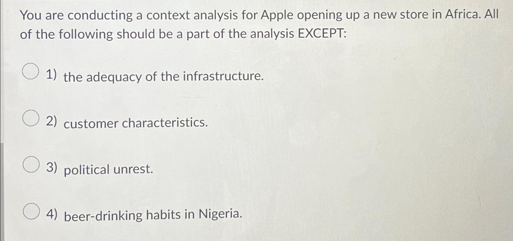Solved You are conducting a context analysis for Apple | Chegg.com