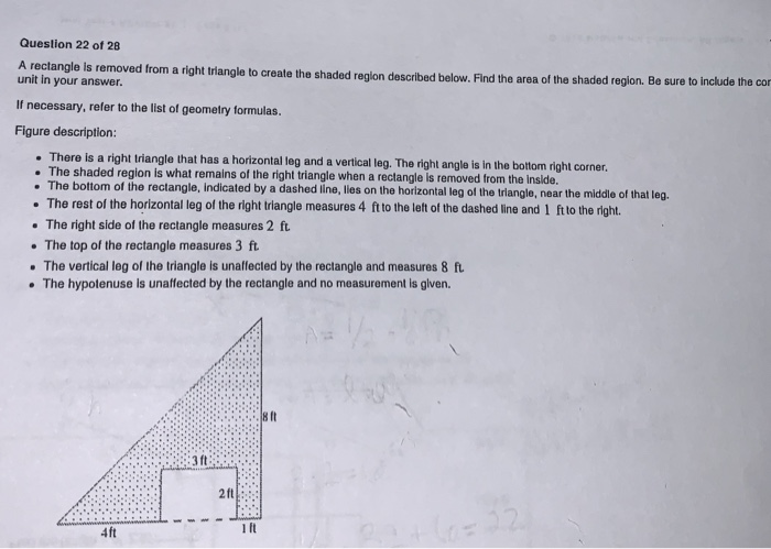 Solved Question 22 of 28 A rectangle is removed from a right | Chegg.com