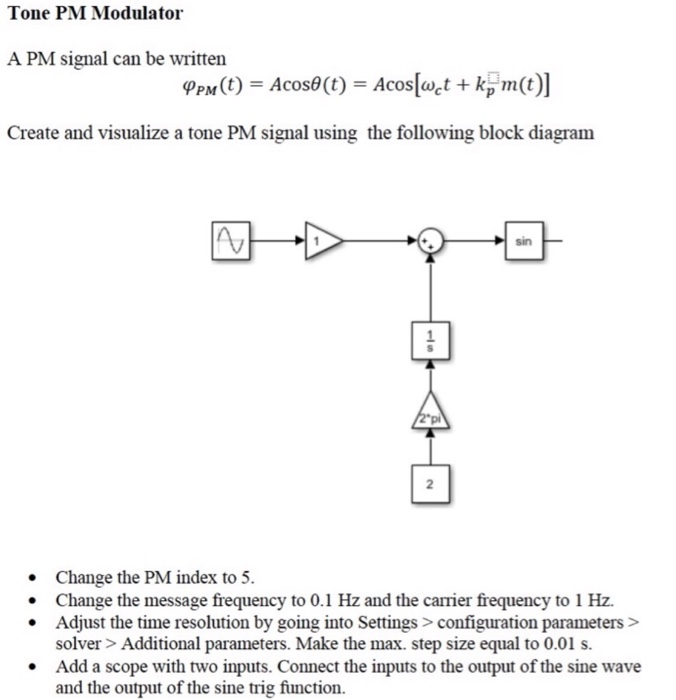 Solved Tone PM Modulator A PM signal can be written Ppm(t) = | Chegg.com