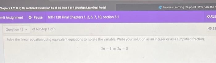 Solved Solve the linear equation using equivalent equations | Chegg.com