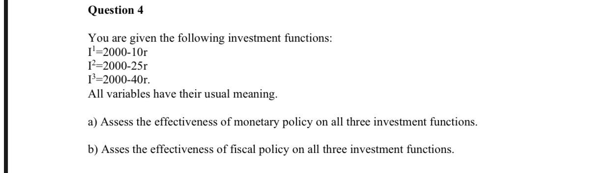 Solved Question 4you Are Given The Following Investment
