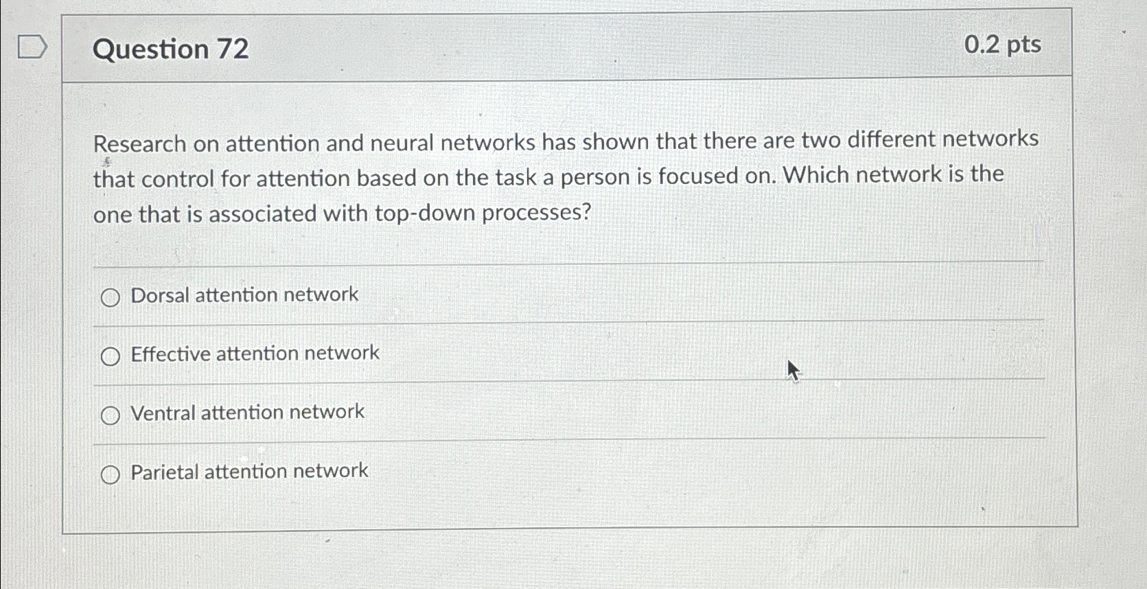 Solved Question 720.2ptsResearch on attention and neural | Chegg.com