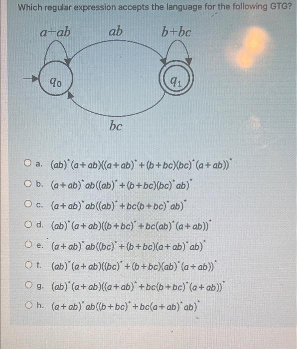 Solved Which regular expression accepts the language for the | Chegg.com