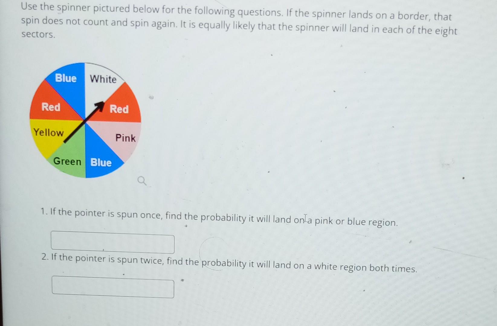 Solved Use the spinner pictured below for the following | Chegg.com