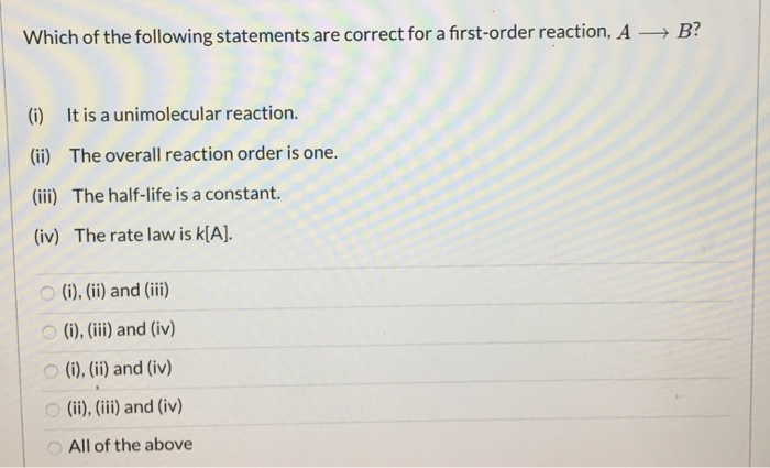 Solved Which Of The Following Statements Are Correct For A