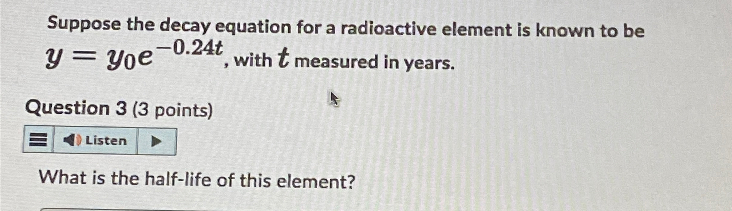 Solved Suppose the decay equation for a radioactive element | Chegg.com