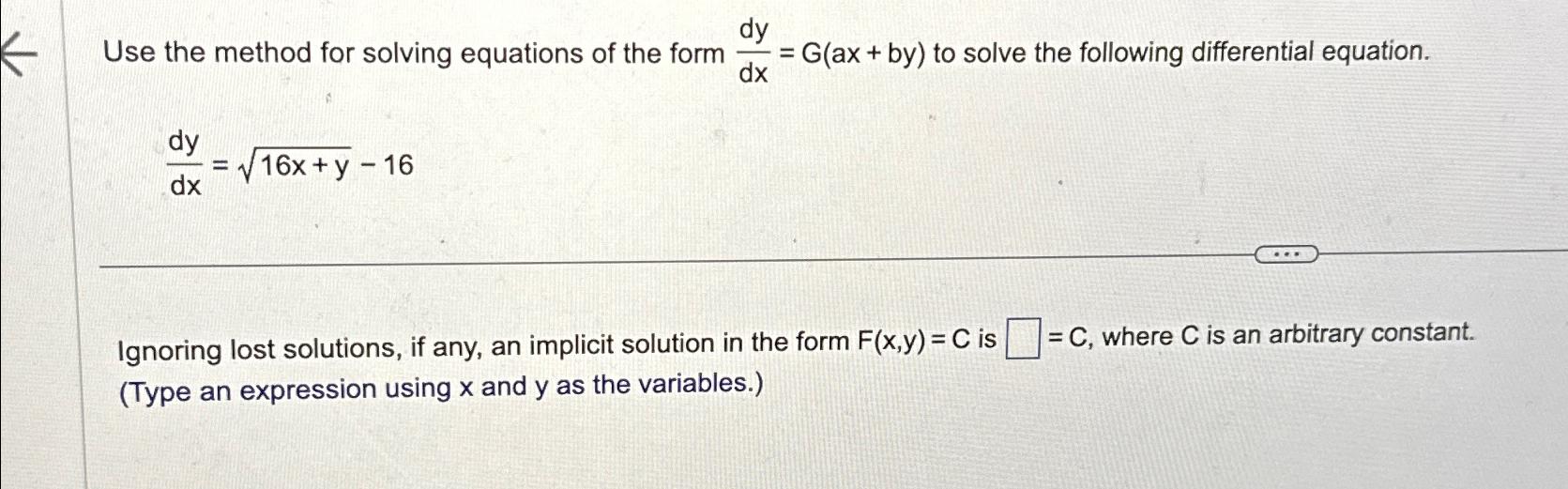 Solved Use the method for solving equations of the form | Chegg.com