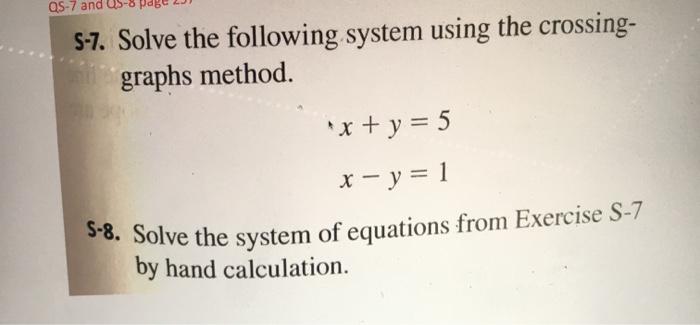 Solved QS-7 and 05-8 pa S-8. Solve the system of equations | Chegg.com