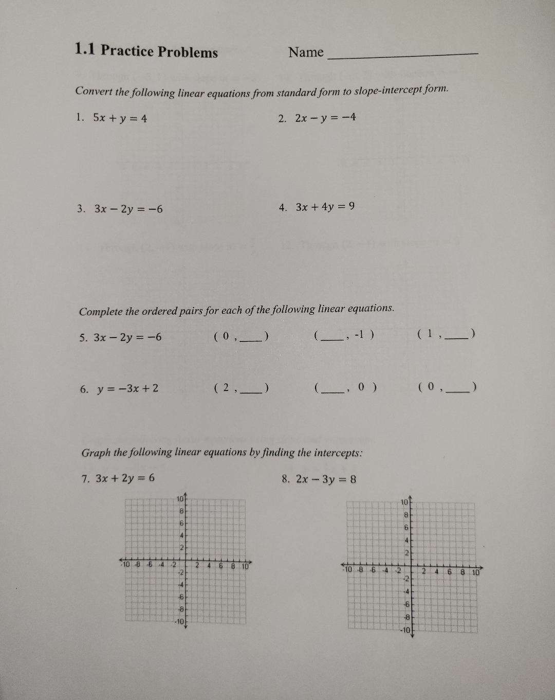 Solved 1.1 ﻿Practice ProblemsNameConvert the following | Chegg.com