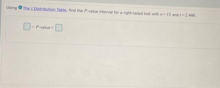 Solved Using ( The t Distribution Table, find the P-value | Chegg.com